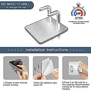 Razor Holder for Shower - 4PCS Shaver Holder for Shower Wall, Self Adhesive Inside Shower Hook Waterproof Stainless Steel Holder Stand Bathroom Kitchen Organizer Shaver Towel Loofah Bathrobe Coat Hook