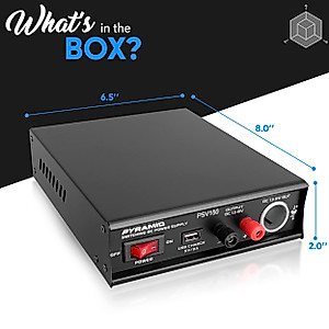 Pyramid Universal Compact Bench Power Supply- 12Amp Variable Linear Regulated Home Lab Benchtop AC-DC Power Converter - USB Port,Cigarette Lighter,115/230V AC,Screw Terminal,Cooling Fan - PSV150,Black