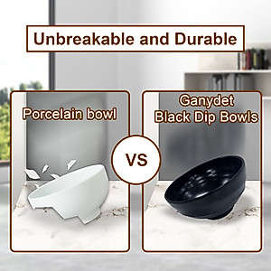 Ganydet Black Dip Bowls 6 Packs, 8.5oz Melamine Bowls, Small Dessert Bowls Soup Bowls, Matte Black Plastic Bowls for Rice Soup Ice Cream Snacks Side Dishes Dipping Sauces, 4.5'' × 2.1''