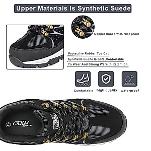 CKKM Men's Waterproof Hiking Shoes Lightweight Non-Slip Low-Cut Trekking Hiking Sneakers Outdoor Backpacking Camping Climbing Shoes
