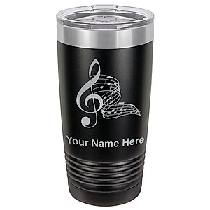 LaserGram 20oz Vacuum Insulated Tumbler Mug, Musical Notes, Personalized Engraving Included (Black)