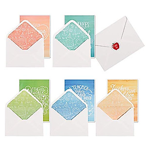 VNS Creations 10 Teacher Thank You Cards with Matching Envelopes & Stickers | Bulk Appreciation Thank You Notes Pack for Teachers | Great Gift Set for Teachers Day or Valentines Cards for Teachers.