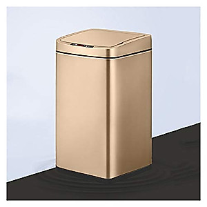 Slim Smart Trash Can Simple Induction Trash Can Household Trash Bin with Lid Smart Living Room Kitchen Large Capacity Trash Can (Silver/Gold) Bathroom Trash Can (Capacity : 22L, Color : Gold)