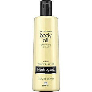 Neutrogena Body Oil Light Sesame Formula, Dry Skin Moisturizer & Hydrating Body Massage Oil, for Radiant & Healthy Looking Glow, Nourishing Bath Oil for Sheer Moisture, 8.5 fl. oz