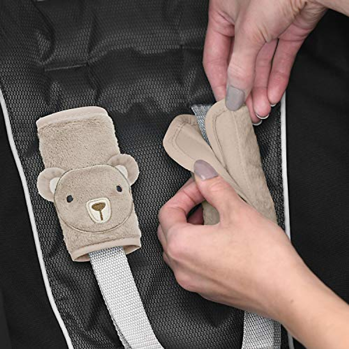 Travel Bug by GoldBug Baby & Toddler 3-Piece Head Support & Strap Covers Set for Car Seats & Strollers - Bear