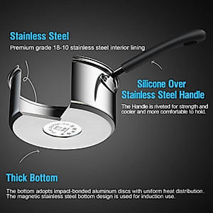 Cook N Home Professional Stainless Steel Saucepan with Lid, 1 Quarts, Silver