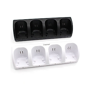 YZGame Wii Controller Charger Remote Charger for Wii , 4-in-1 Wii Remote Charging Station Replacement Wii Charging Dock with 4 Rechargeable Batteries White Wii Remotes with Charger,NF14-W2