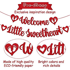 Valentine’s Day Baby Shower Banner Welcome Little Sweetheart Decoration Happy Valentine’s Day Theme Gender Reveal Welcome New Born Baby Celebration Party Supplies