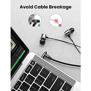 UGREEN 3.5mm Headphone Extension Cable Right Angle Aux Extender Stereo Jack Male to Female Earphone Lead Nylon Cord Compatible with Smart TV, Car Radio, PC, MacBook, Speaker, MP3 Player, Phone, 6FT