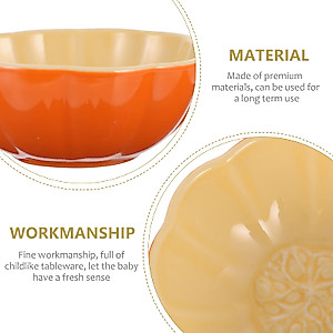 BESPORTBLE Pumpkin Shaped Bowl Ceramic Salad Bowl Decorative Porcelain Serving Bowl for Soup Pasta Dessert Snack Fruits Kids Food