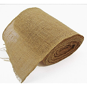 8 inch wide by 60 feet long tight weaved burlap tree plants wrap for protection ribbon | high density finished edges country style indoor outdoor table runner