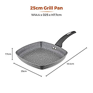 Tower T80336 Cerastone Forged Grill Pan with Non-Stick Coating and Soft Touch Handle, 25cm, Graphite
