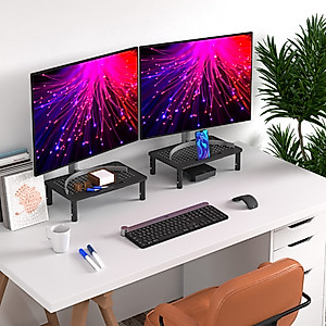 EVOOMI Monitor Stand Riser - Upgraded for Faster Productivity - Anti-Skid, HD Hexagonal Steel - Free Cable Ties - Computer Stand - Laptop, Desktop, Printer, iMac (Pack of 2)