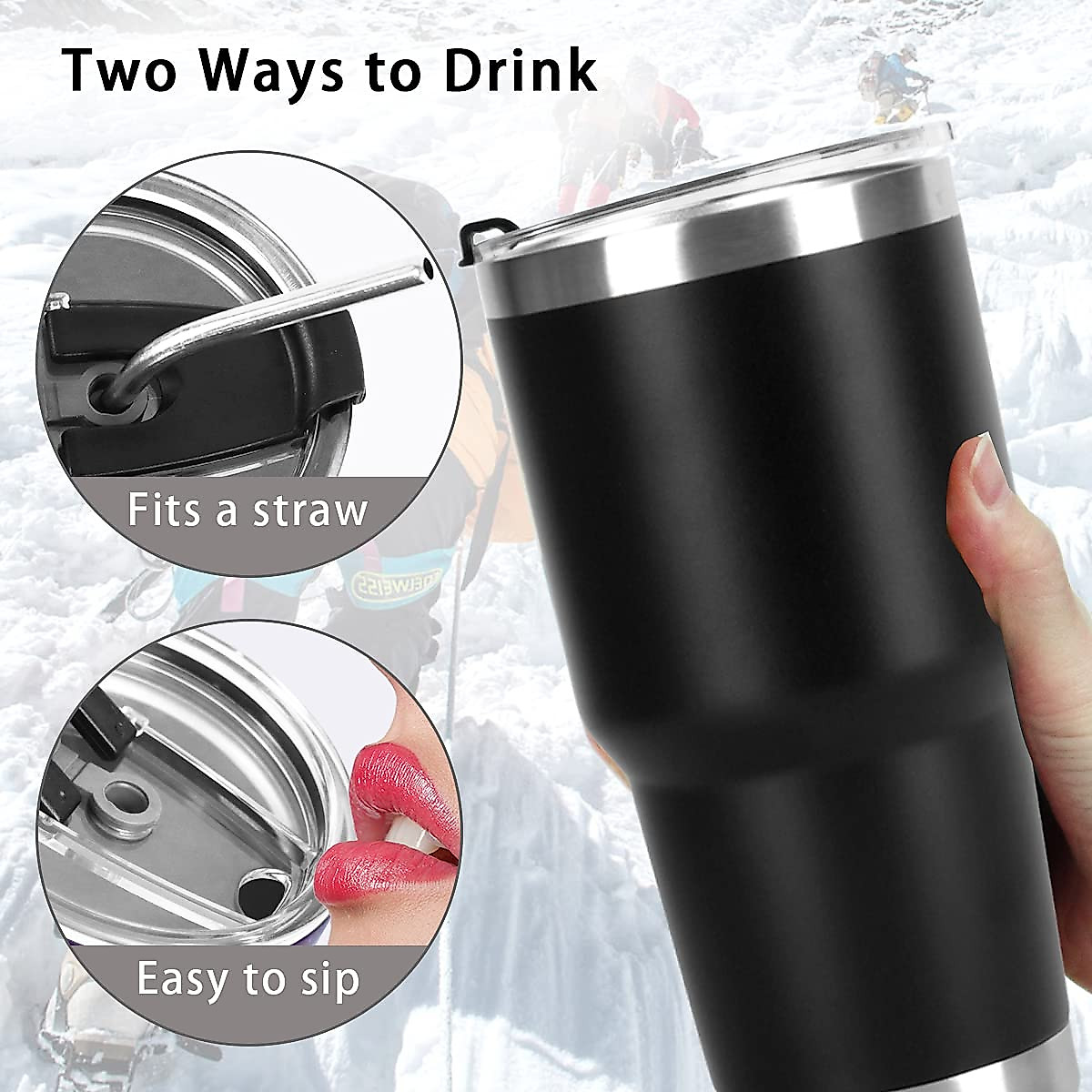 SYACOT 30oz Tumbler Double Wall Stainless Steel Vacuum Insulated Travel Mug with Splash-Proof Lid Metal Straw and Brush