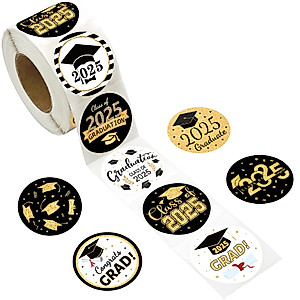Graduation Stickers Class of 2025 500Pcs Perforated Roll Sticker Congrats Graduation Labels Grad Party Supply 1.5 Inch
