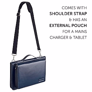 Broonel Blue Leather Laptop Messenger Case - Compatible with Dynabook Portégé X40L-K 14" Laptop