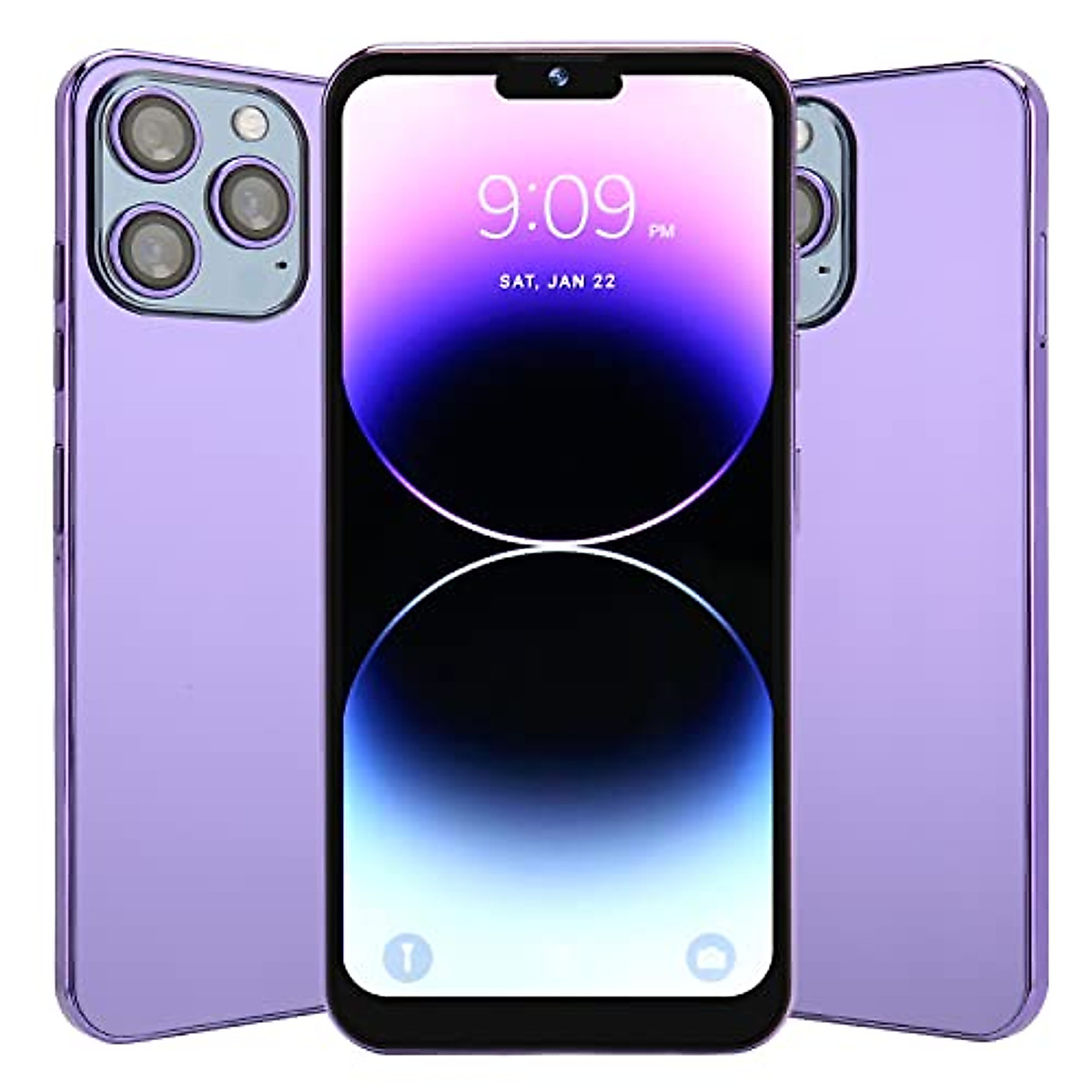 VINGVO Unlocked Smartphone, 2.4G 5G Dual Band WiFi 6.6 Inch HD Screen 7731E Quad Core 3G Dual SIM Mobile Phone for Business (Purple)