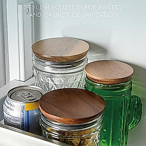 Wood Lid for Wide Mouth Mason Jars, Set of 12, Acacia Wooden Storage Canning Ball Jar Lids with Airtight Silicone Seal, Designed by S1EGAN