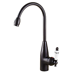 Easikc Antique High Arch Spout Ceramics Kitchen Faucet 360 Degree Rotation Full Copper Vintage Hot and Cold Water Taps Single Handle Single Hole Basin Mixer Faucet