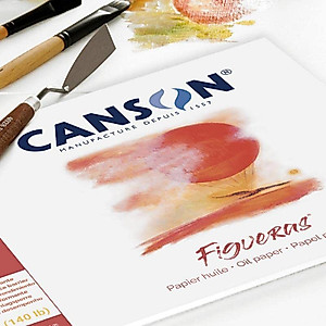 Canson Figueras Oil & Acrylic 290gsm Paper pad Including 10 Sheets, Size:41x33cm, Canvas-Like Texture