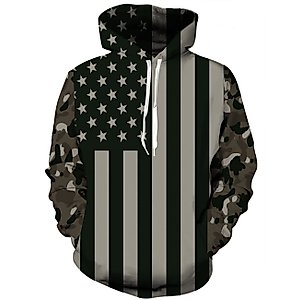 SYAIMN Unisex 3D Pullover Hoodies for Men Women Black Strip Graphic Hooded Hoodie with Pocket Medium