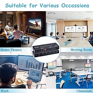 HDMI Matrix 4x2, 4K@60Hz HDMI Matrix Switch 4 in 2 Out with EDID Extractor and IR Remote Control, Support HDMI 2.0b, HDCP2.2, HDR10, Ultra HD, 3D