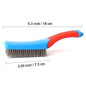 Wire Brush for Metal Paint Removal Steel Wool Scrubber with Handle Rust Stain Remover Tool Metal Bristle Brush for Cleaning Concrete Paint Remover Scrub Brush with Stainless Steel Wire Bristles