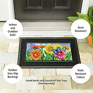 Evergreen Sassafras Gerbera Daisies Interchangeable Entrance Doormat | Indoor and Outdoor | 22-inches x 10-inches | Non-Slip Backing | All-Season | Low Profile | Home Décor