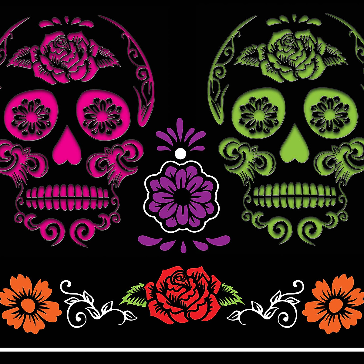 Beistle Day of the Dead Tablecovers, 54” x 108”, 2 Pieces – Plastic Table Cloth, Rectangular Tablecloth, Table Covers for Party, Mexican Tablecloth, Day of the Dead Decorations, Fiesta Party Supplies
