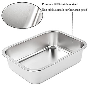 Yangbaga Stainless Steel Litter Box for Kittens, 4 in Height Easy Entry, Odor Control, Non Stick, Easy to Clean,Litter Box for Rabbits, Ferrets,Guinea Pigs and Hamsters (16'' x 12'' x 4'')