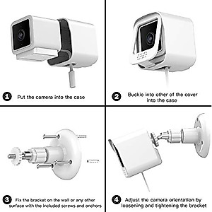 All-New Wall Mount for Wyze Cam V3 Camera (2-Pack),Compatible Wyze Spotlight Indoor/Outdoor Security Accessories Weatherproof Protective Cover and 360° Adjustable mounting Bracket Housing, White