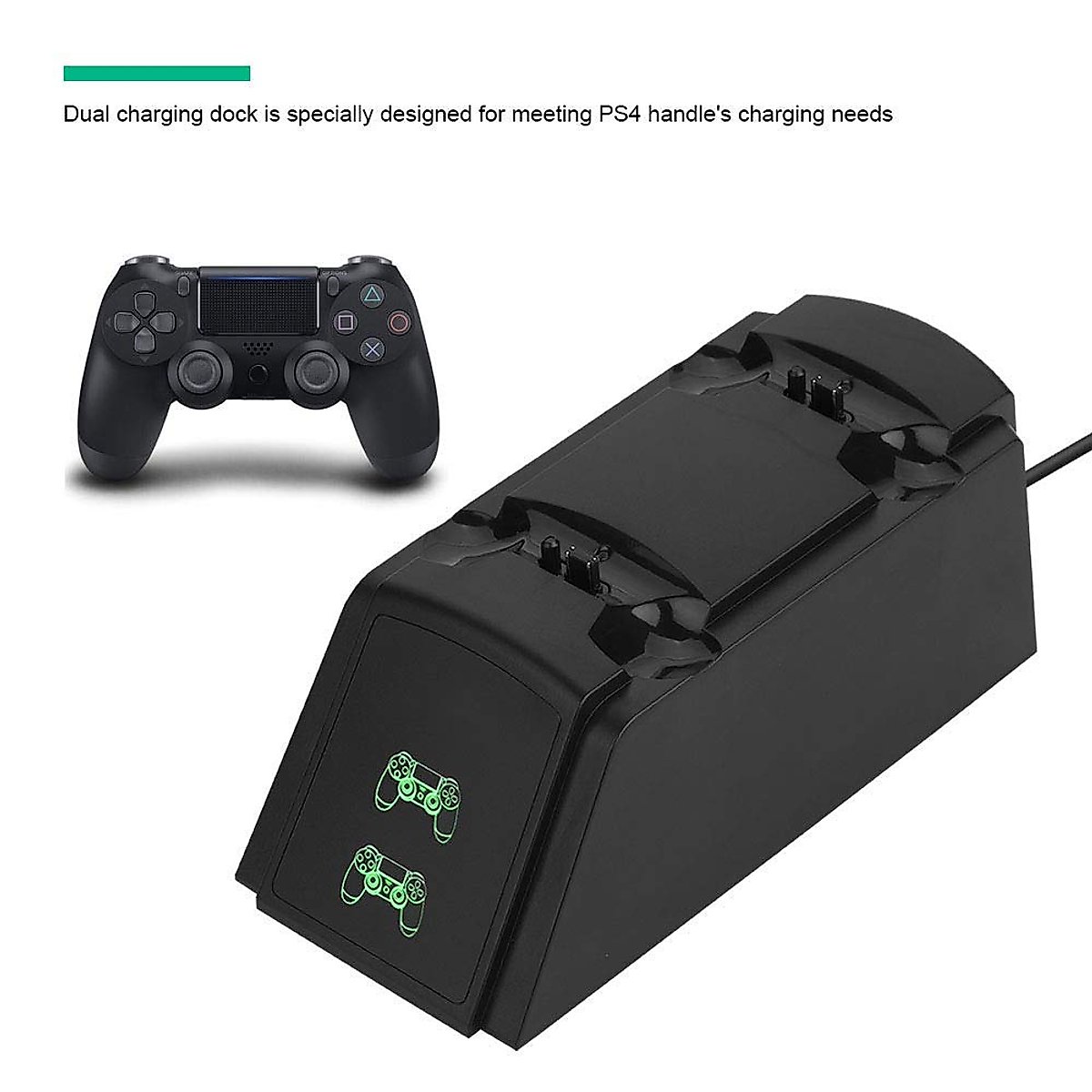 PS4 Controller Charger, 2 in 1 USB Charging Dock PS4 Charging Stand Fast Game Controller Charging Station PS4 Charger for PS4 Handle with LED Light [video game]