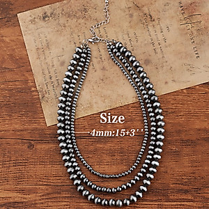 CHISOONBANNER Western Jewelry Navajo Pearl Necklace for Women Beaded Necklace Boho Vintage Choker (4mm+6mm+8mm)
