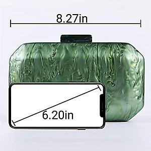 wydzrt Women's handbag Marble acrylic purse elegant evening clutch handbag crossbody bag (green)
