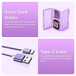 Younik Switch Carrying Case, 16 in 1 Switch Case Accessories Purple for Switch Original Model Includes Switch Travel Case Girls, Protective Case Cover, Screen Protector, Switch Game Case and More
