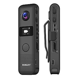 BOBLOV C18 WiFi Small Body Camera, 32GB Outdoor Body Camera, 1296P Mini Camera Body Worn Camera with OLED Screen 3.5 Hours 1080P Recording Support WiFi One Big Button for Recording