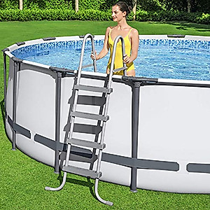Bestway Steel Pro MAX 14 Foot x 48 Inch Round Metal Frame Above Ground Outdoor Swimming Pool Set with 1,000 Filter Pump, Ladder, and Cover……