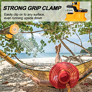 Philophca Cordless Clip Fan, Personal Battery Operated Fan for Dewalt 20V Lithium Battery 3 Speed Camping Fan with USB Port 330° & 110° Pivoting Rechargeable Fan Powerful Wind