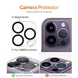 GVIEWIN Designed for iPhone 14 Pro Max Case, Screen Protector + Camera Lens Protector Flower Shockproof Clear Floral Design Protective Women Phone Cover, 6.7 Inch 2022 (Cherry Blossoms/Purple)