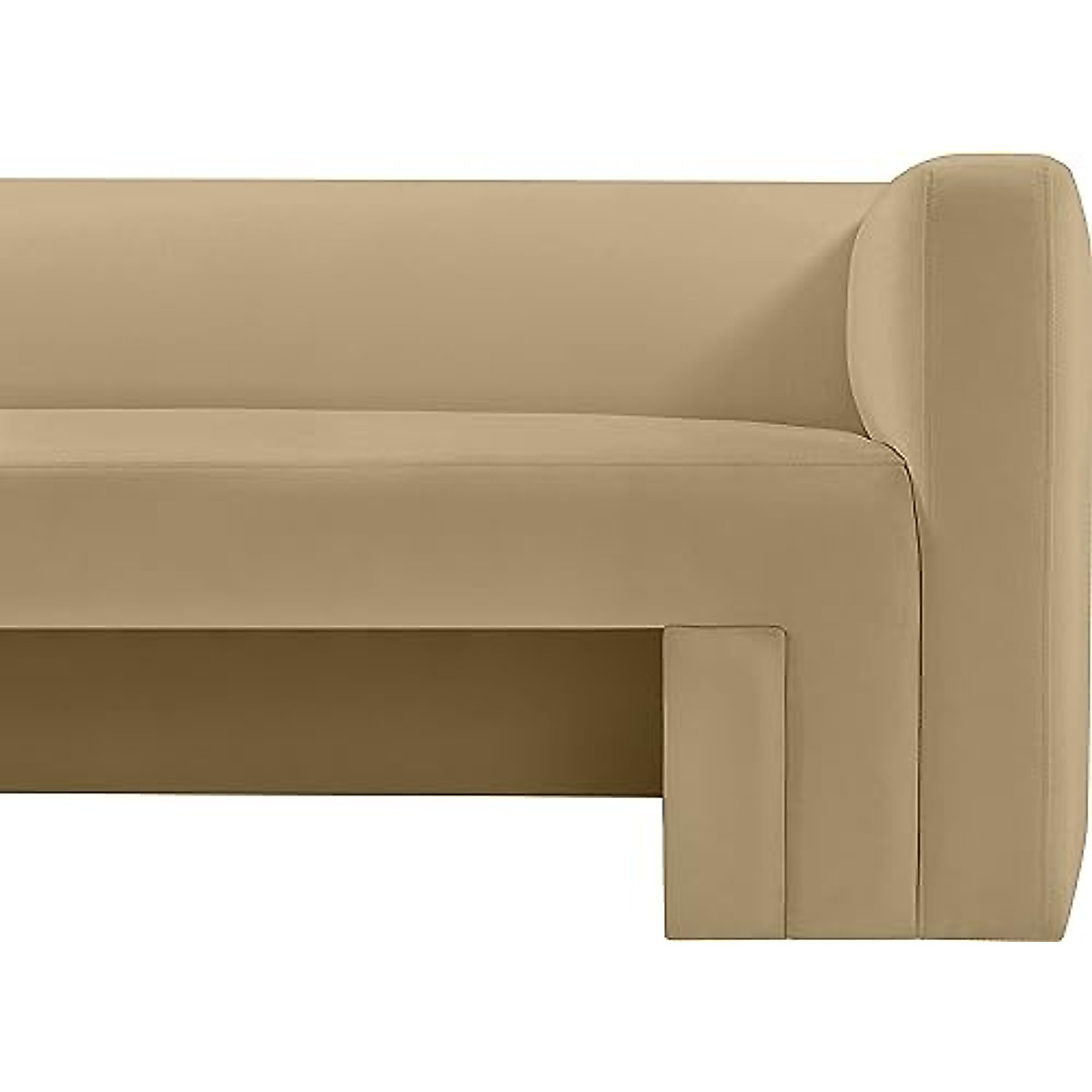Meridian Furniture 665Camel-S Henson Collection Modern | Contemporary Velvet Upholstered Sofa with Soft Camel Velvet, Solid Wood Frame, 89.5" W x 34.5" D x 28" H, Camel