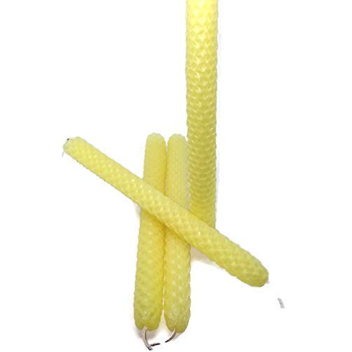 100% Pure Beeswax Handmade Taper Candles (Honey Yellow) - 8 Inch Smokeless Dripless Pair - Natural Subtle Honey Smell - Elegant Honeycomb Design (2 pack)