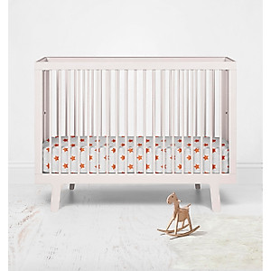 Bacati - Stars Soft Breathable 100% Cotton Muslin Baby Crib Fitted Sheet - Fits Standard 28 x 52 x 5 Crib & Toddler Mattresses (Ikat Stars Orange)