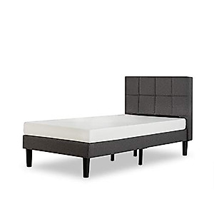 ZINUS Lottie Upholstered Platform Bed Frame / Mattress Foundation / Wood Slat Support / No Box Spring Needed / Easy Assembly, Grey, Twin