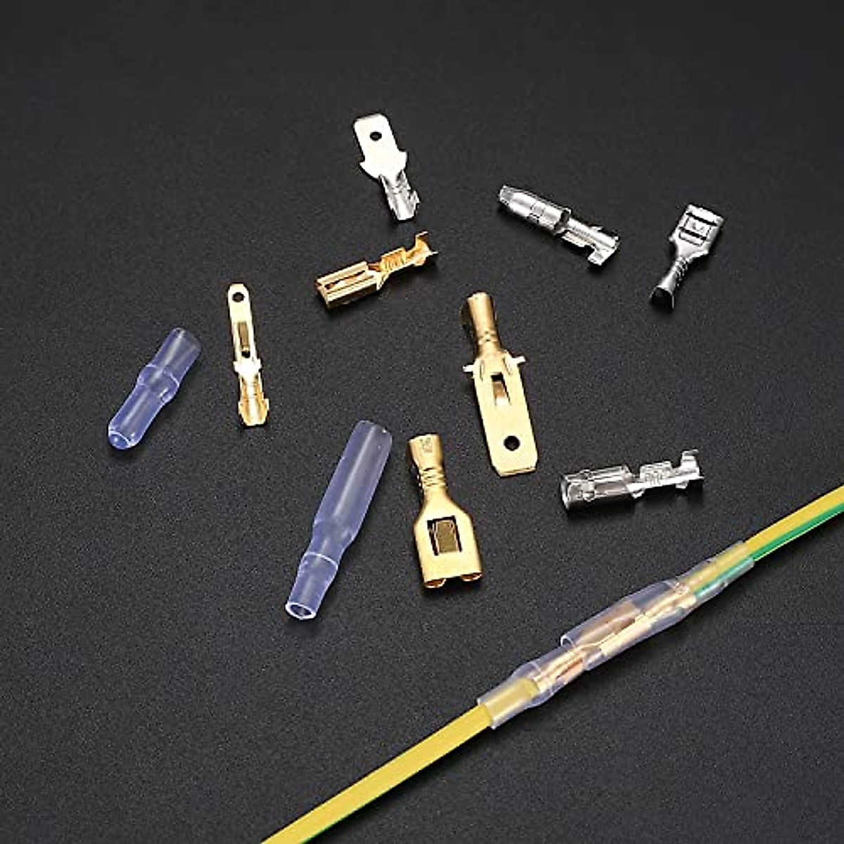 150 Pcs 2.8/4.8/6.3mm Quick Splice Male and Female Wire Spade Connectors, Wire Crimp Terminal Block Assortment Kit with Insulating Sleeve, for Electrical Wiring Car Audio Speaker Connectors