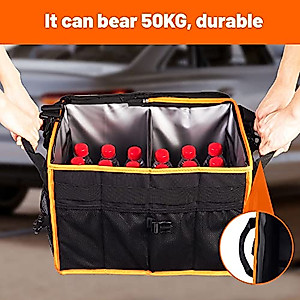 CeOaOtK Upgraded Large Grill and Picnic Caddy with Paper Towel Holder, Collapsible Carry Griddle Caddy with Cover, BBQ Organizer for Utensil, Camping Accessories Caddy, Grill Cooking Bag