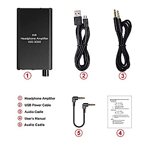 LVY Headphone Amplifier A010 Portable Headphone Amp 3.5mm Audio Rechargeable Two-Stage GAIN Switch HiFi Headphone Amplifier Compatible MP3/4, Phones, Computer and Various 3.5mm Audio Digital Devices