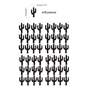 JOYRESIDE 48 Pieces/Set Cactus Decals Wall Vinyl Sticker Home House Nursery Desin Cacti for Baby Kids Boy Girl Bedroom Living Room Decoration Art Decor YMX20 (Black)