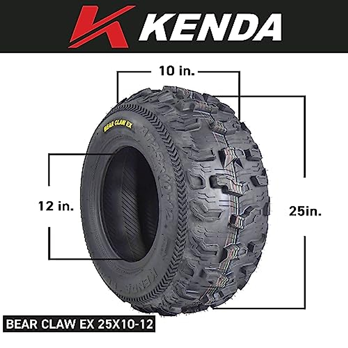 Kenda Bear Claw EX 25x10-12 Rear ATV 6 PLY Tires Bearclaw 25x10x12-2 Pack