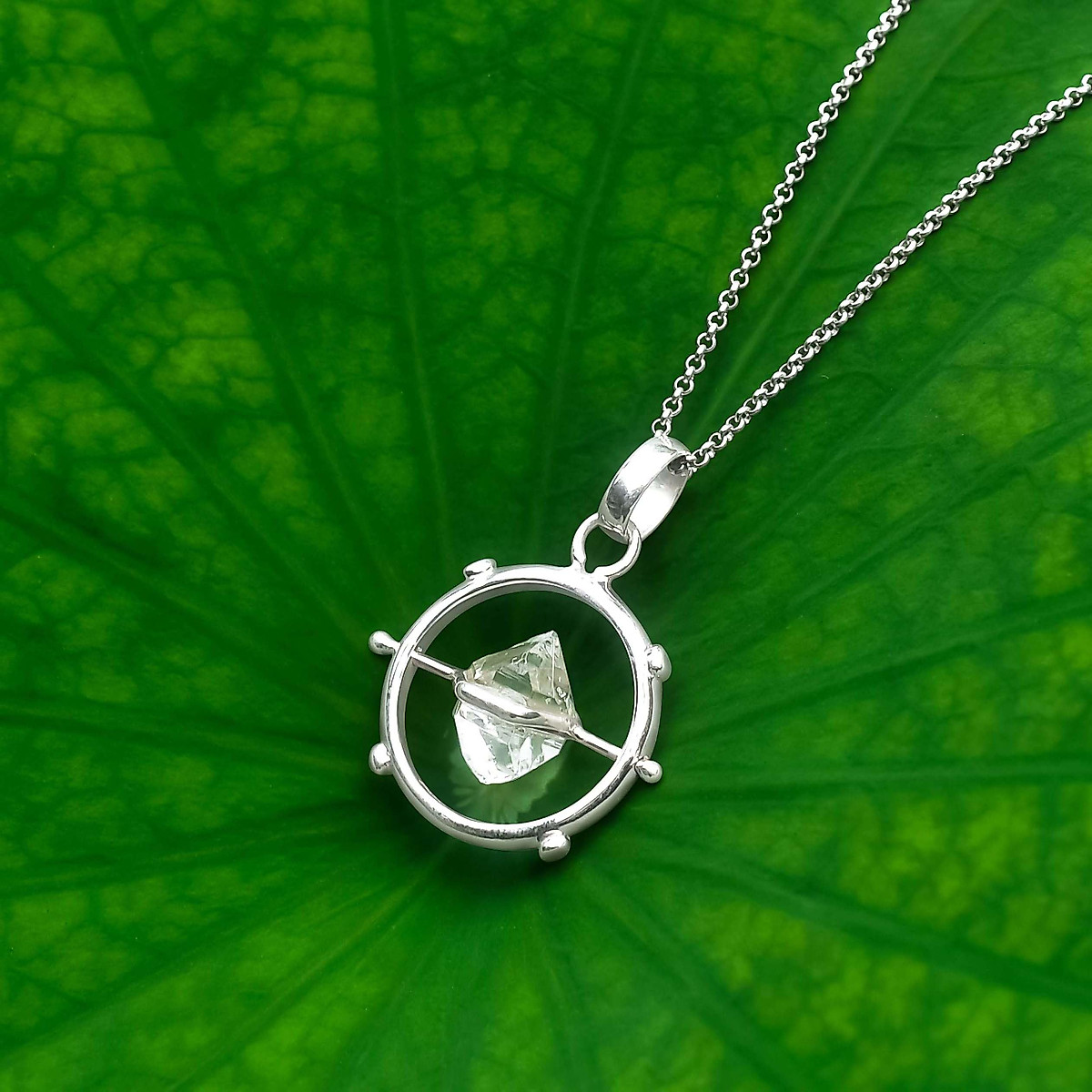 Starborn Herkimer Diamond Spinner Pendant in Sterling Silver