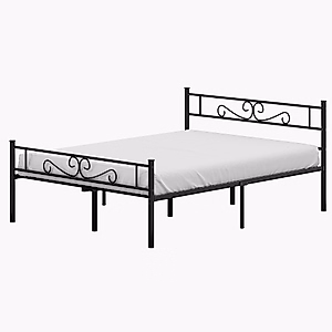 VECELO Full Size Bed Frame with Headboard, 14 Inch Metal Platform Mattress Foundation, No Box Spring Needed, Squeak Resistant, Easy Assembly, Matte Black